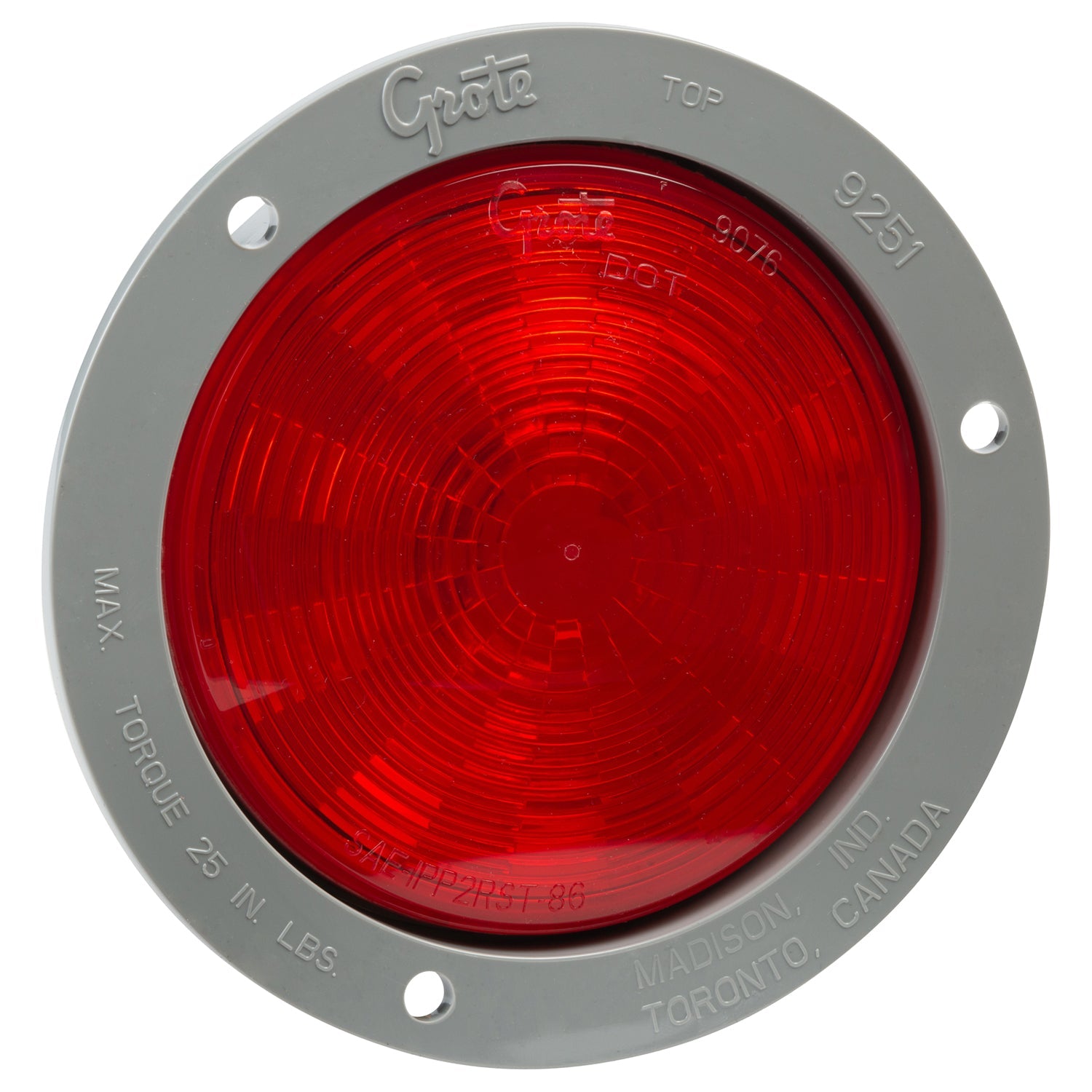 STT Lamp, Red, 4" Round, Male Pin, W/Gray Mounting Flange, LED, 3 Diode ...